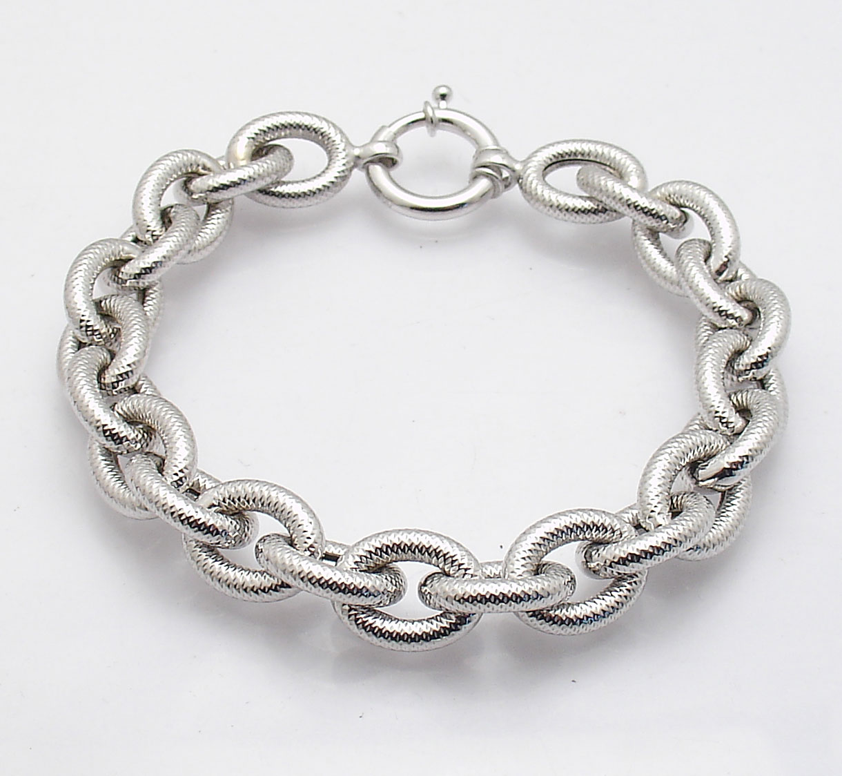 8" Diamond Cut Oval Link Chain Bracelet Anti-Tarnish Real Sterling ...