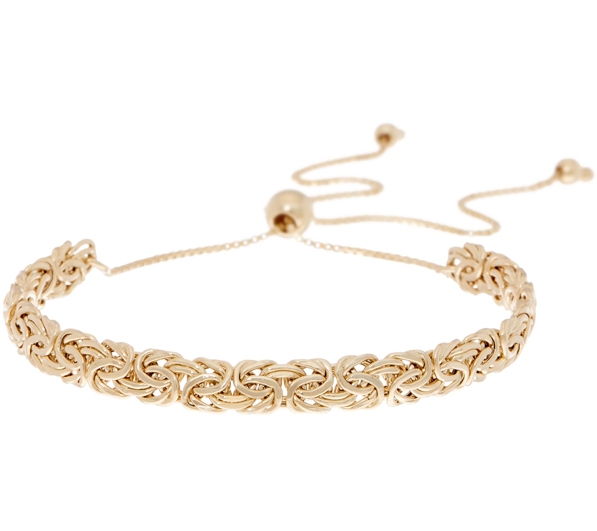Adjustable Flat Byzantine Bracelet REAL 14K Yellow Gold For ALL WRISTS ...